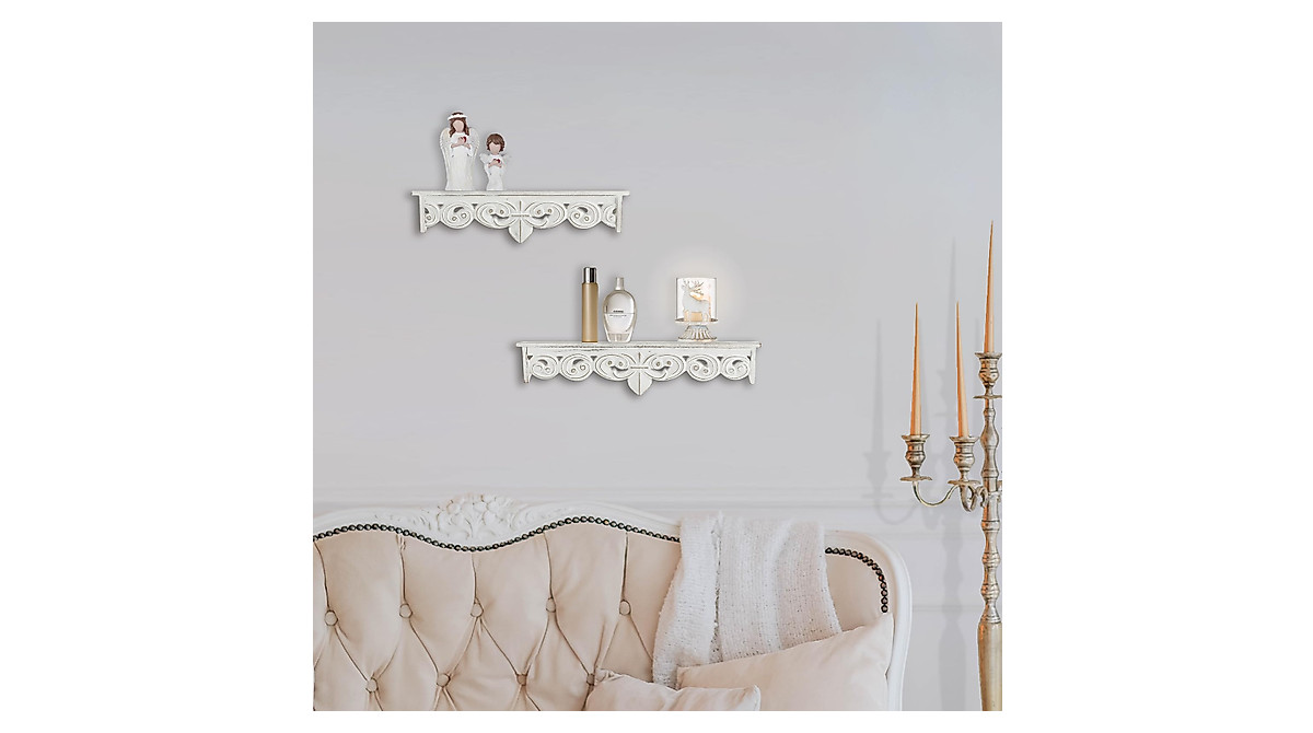 Walasis White Wall Shelves - French Country Decor