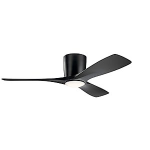 Kichler 300032SBK Volos, 48'' Ceiling Fan with LED Lights & Wall Control, Satin Black