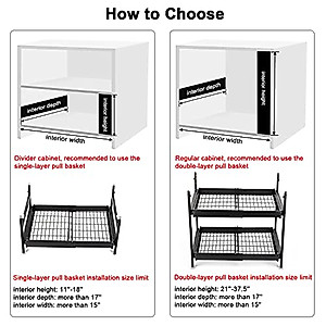 moapm Expandable Pull Out Cabinet Organizer Wire Basket Slide Out Cabinet Drawer Pull Out Kitchen Cabinet Organizer Storage ​Shelves for Kitchen Bathroom, Single Layer