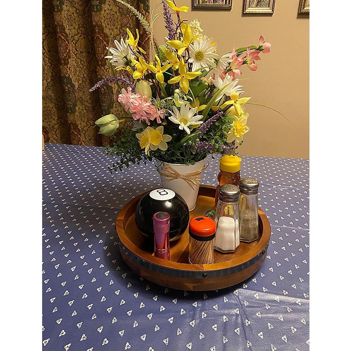 12 Inch Acacia Wood Lazy Susan Turntable for Table, Kitchen Turntable Organizer, 360 Degree Decorative Turntable for Countertop Cabinet or Centerpieces