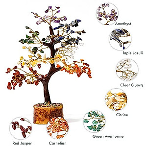 Handcrafted Healing Crystal Bonsai Tree - Feng Shui Chakra Tree with 200 Wooden Beads for Positive Energy and Balance - Perfect Home/Desk Decor and Reiki Good Luck Crystal Gifts by Karma Pledge