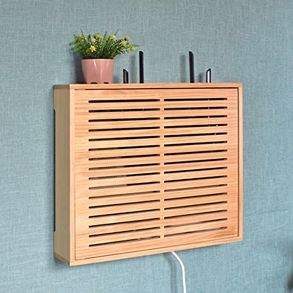 VAYONAA Router Storage Box Wooden Wall-Mounted Modem Hidden Box Finishing Rack hub Multimedia Information weak Current Box Shielding Box Decorative Cover Wall Shelf (Size : Diameter 49.5cm)