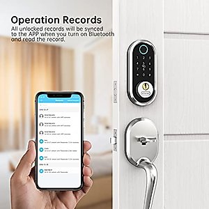 Smart Deadbolt, SMONET Fingerprint Electronic Deadbolt Door Lock with Keypad-Bluetooth Keyless Entry Keypad Smart Deadbolt App Control, Ekeys Sharing, App Monitoring Auto Lock for Homes and Hotel