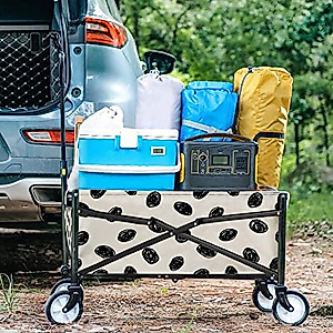 Collapsible Wagon Cart Hipster Polka dot Black and White Abstract with Scribble Circles Hand Foldable Utility Wagon Large Capacity Garden Cart with Push Bar for Beach Camp Outdoor Shopping