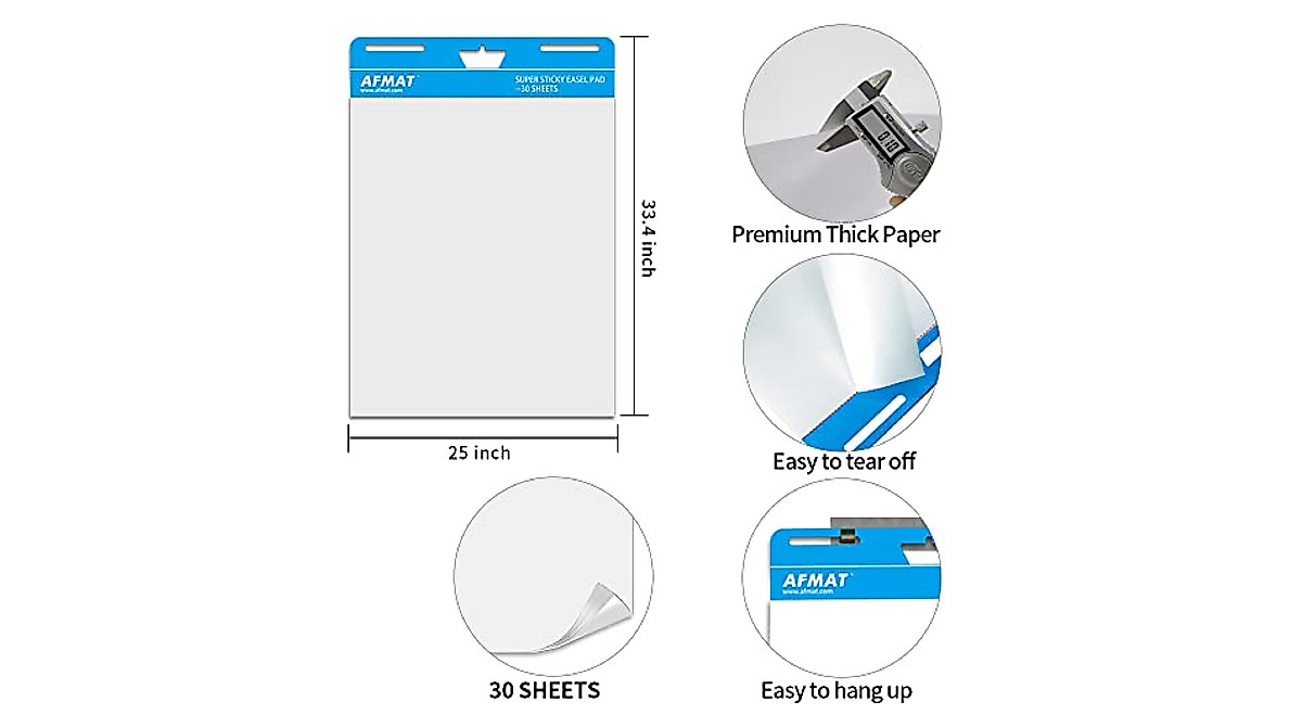 AFMAT Sticky Easel Pad - Large Self-Stick Flip Chart for Teachers