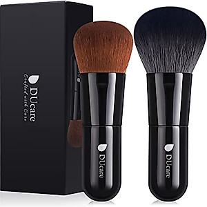 DUcare Self Tanner Brush Foundation Powder Brushes Kabuki Makeup Blush Brushes Set 2 PCS - Buffing Stippling Liquid Blending Mineral Powder Makeup Tools Black