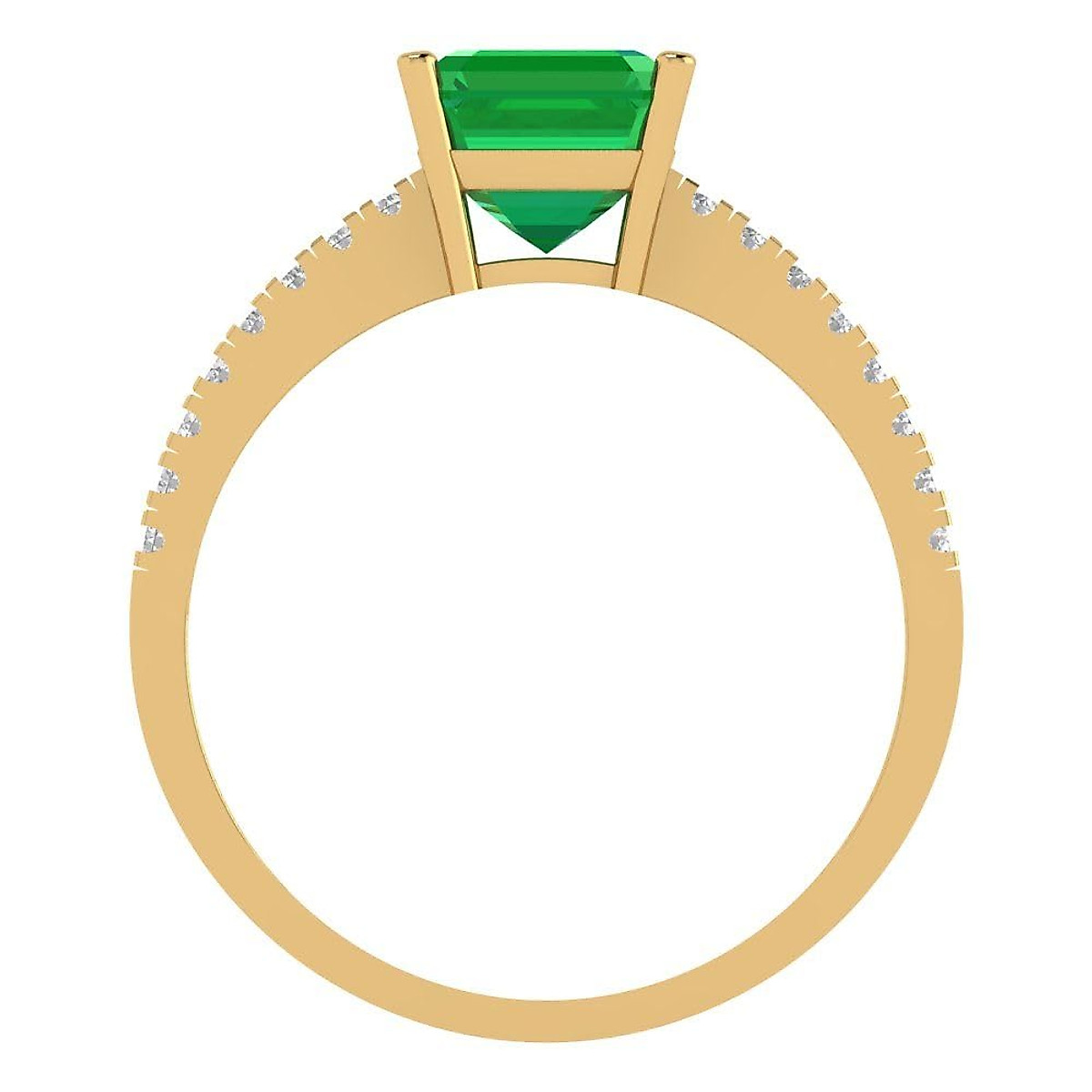 Clara Pucci 1.66 ct Cushion Cut Solitaire W/Accent Genuine Simulated Emerald Wedding Promise Anniversary Bridal Ring 18K Yellow Gold 7.5