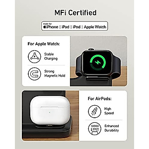 Anker 544 Wireless Charger (4-in-1 Stand) with 60W Quick Charge DC Adapter and 5 ft Cable for iPhone 14/14 Pro/14 Pro Max/13/13 Pro Max, MFi Certified for Apple Watch SE/7/6/5/4/3/2/1, AirPods