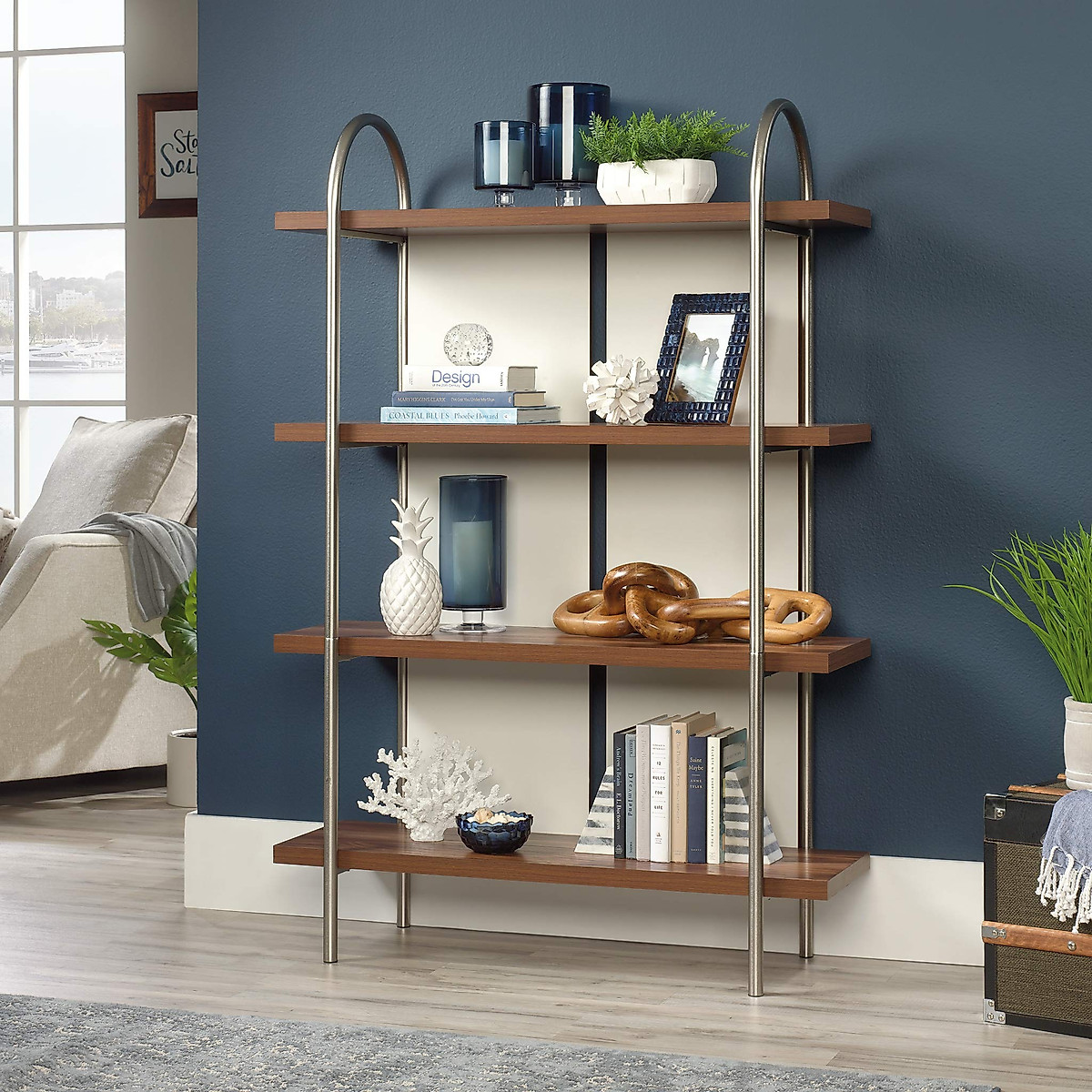 Sauder Vista Key Bookcase/Book Shelf, Blaze Acacia Finish
