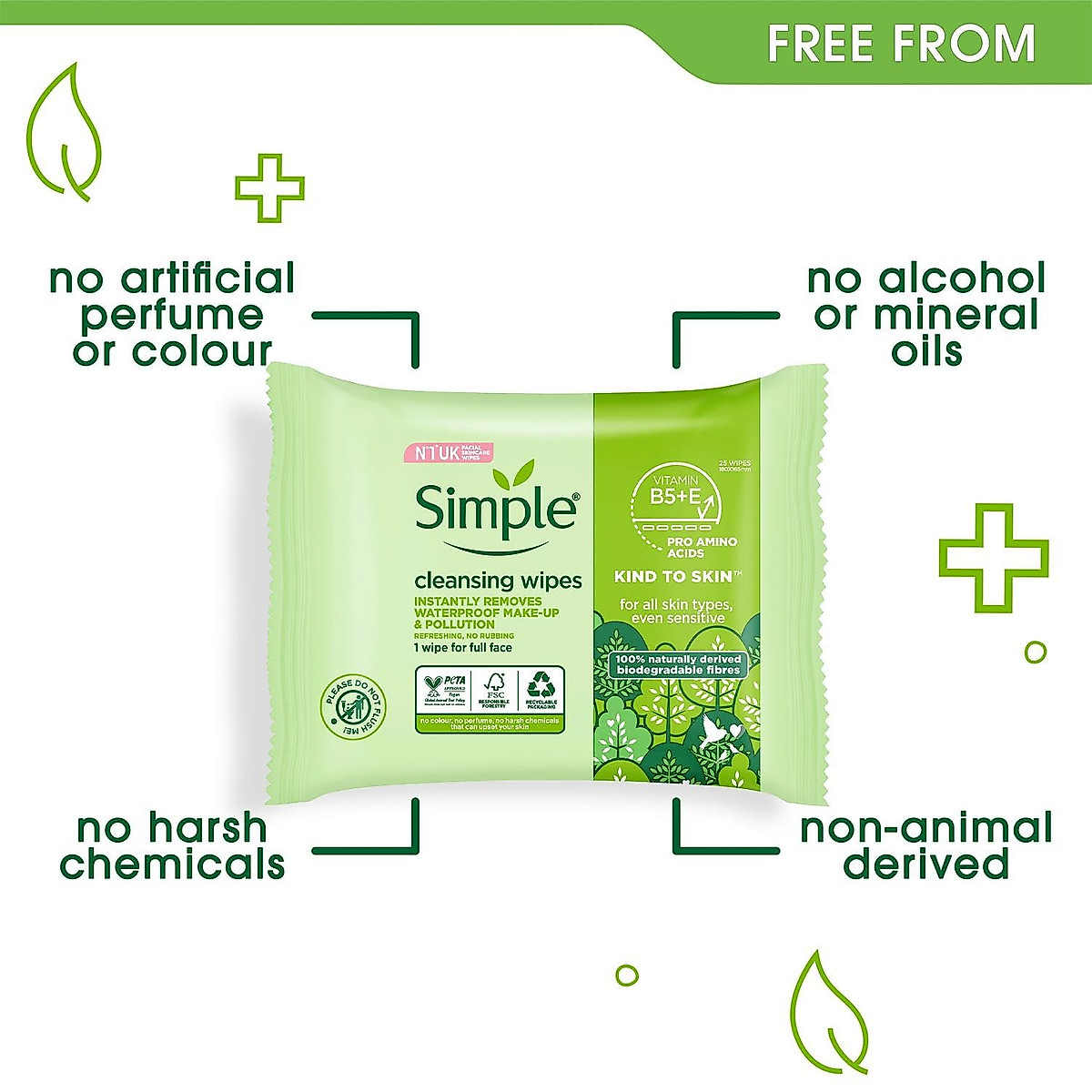 Simple Kind To Skin 25 Cleansing Facial Wipes (3 pack)