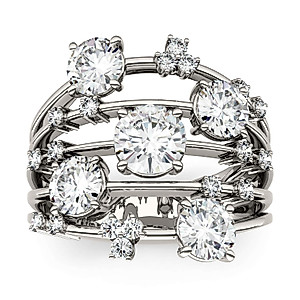 14K White Gold Moissanite by Charles & Colvard Fashion Galaxy Ring- size 7 3.15cttw DEW