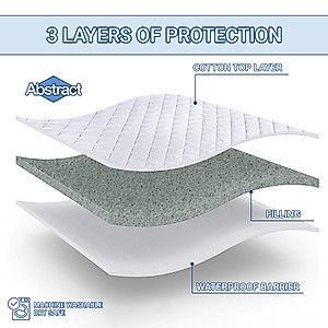 Abstract Waterproof Mini Crib Mattress Protector - Quilted, Fitted Cover for Bassinet - Breathable Crib Mattress Pad - Noiseless- Machine Washable - 24" x 38" Mini Crib, White