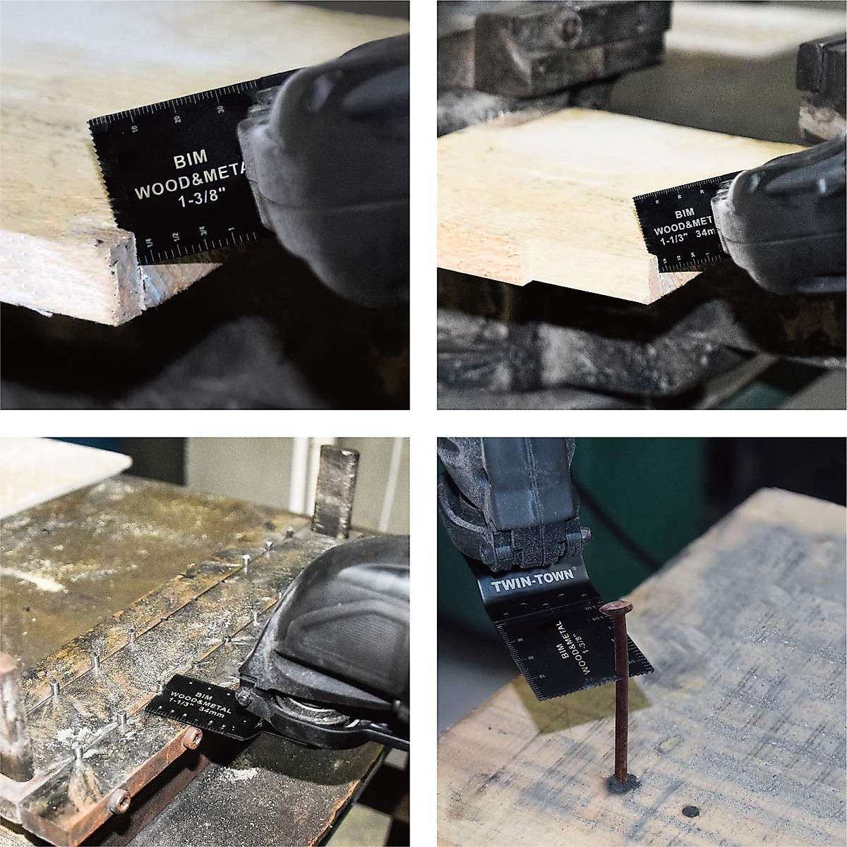 TWIN-TOWN 10PCS Wood/Metal Bi-Metal Oscillating Multitool Quick Release Oscillating Saw Blades Fits Fein Multimaster, Porter Cable, Black&Decker, Bosch Craftsman, Ridgid, Makita, Milwaukee, Dewalt