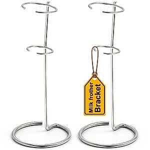 Double Pack Milk Frother Stand, Suitable for Most Handheld Milk Frothers - Heavy Duty Premium Stand (Silver)