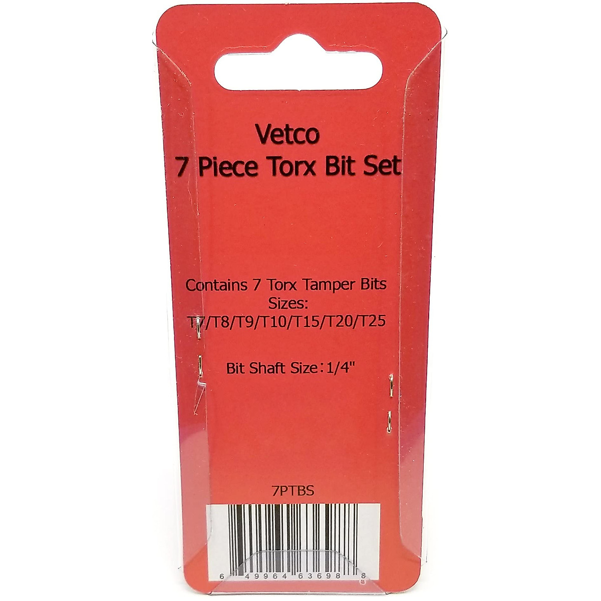 VETCO 7-Piece Security Torx Bit Set T-7, T-8, T-9, T-10, T15, T20, T25