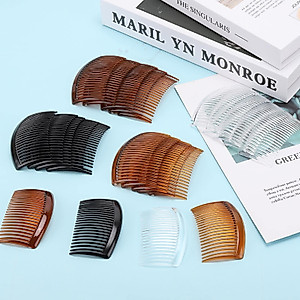 24 Pcs Plastic Hair Side Combs French Twist Comb with 23 Teeth Fine Hair Clips Decorative Hair Combs for Women