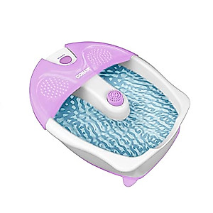 Conair Soothing Pedicure Foot Spa Bath with Soothing Vibration Massage, Deep Basin Relaxing Foot Massager with Jets, Pink/White