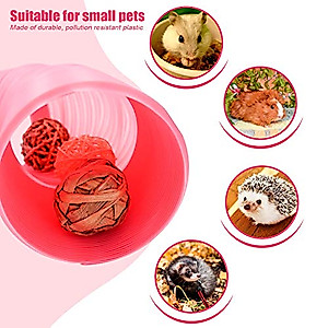 Small Animal Play Tunnel with 6 Pack Activity Play Balls, Collapsible Plastic Pet Hideaway Fun Tunnel Toy Guinea Pigs Tube for Chinchillas Rats Gerbils Hamsters and Dwarf Rabbits(Pink+6 Balls)