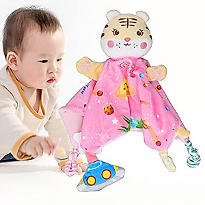 SHYEKYO Tiger Security Blanket, Stuffed Animal Security Blanket Cartoon for Home Travel for(Pink)