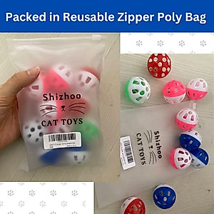 10 PCS 1.6" Cat Balls with Bell Big Lattice Wiggly Jingle Rattle Plastic Toy Assorted Color