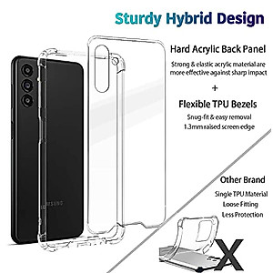 KIOMY Case for Samsung Galaxy A13 5G Ultra Clear Case with 2pcs HD Tempered Glass Screen Protectors Hybrid Anti Yellow Hard Acrylic with TPU Shockproof Bumper Protection Slim Fit Cellphone Back Cover
