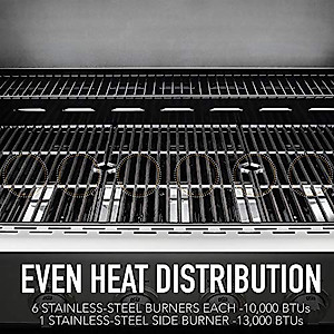 Kenmore PG-A40611S0L 6 Burner Cabinet Style Propane Gas BBQ Grill with Side Burner, 73000 Total BTU, Stainless Steel