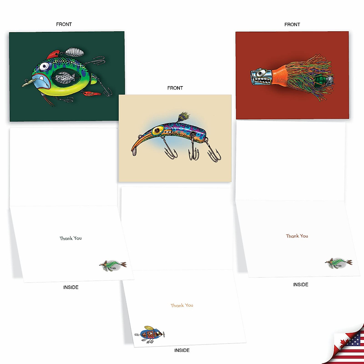 The Best Card Company 10 Assorted Thank You Notecards Bulk Box Set 4 x 5.12 Inch with Envelopes (10 Designs, 1 Each) Off The Hook M6543TYG