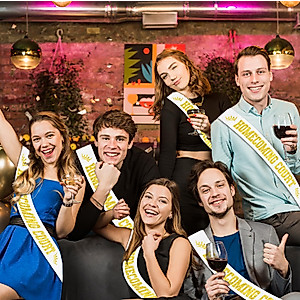 8 Pcs Homecoming Court Sashes with Gold Glitter, White Homecoming Party Prom Sash for Pageants Homecoming Party School Dance Graduation Party Decorations Accessories (White + Gold)