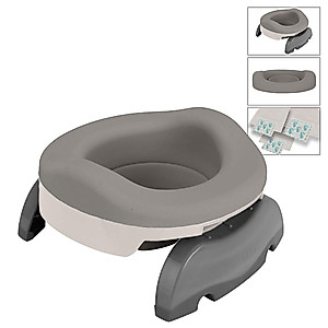 Potette Plus Potty Value Pack: Kalencom 2in1 Potette Plus Portable Potty and Reusable Collapsible Liner for Home Use (White/Gray)