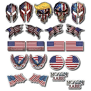 21 Pack Hard Hat Patriotic American USA Flag Decal Sticker Combo Variety Pack 3M Vinyl Peel and Stick Signs