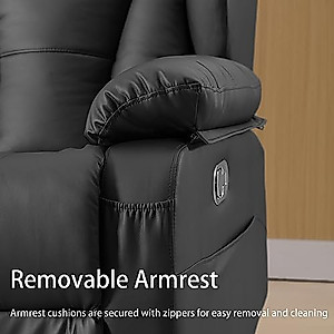 AHMED RV Loveseat Recliner Sofa, Faux Leather Home Theater Seating with Removable Armrest for Adults, Manual Double Recliner Chair with Cup Holders/Side Pockets for Living Room (Black)