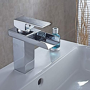 Kitchen & Bath Fixtures Taps Faucet,Bathroom Basin Single Hole Waterfall Hot and Cold Water Mixer