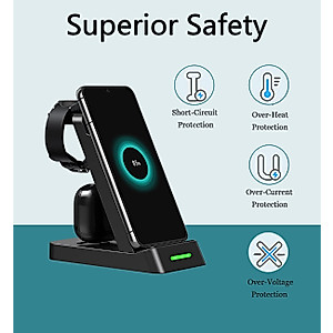 3 in 1 Charging Station for Samsung, Fast Wireless Charger Station Compatible with Samsung Galaxy S22 Ultra/Z Flip/Z Fold/S21/S20/S10, Wireless Charger Stand for Galaxy Watch 4/3/Active2, Buds+/Live