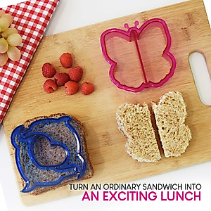 Colorful Sandwich Cutter Shapes, Multi Colors and Cute Design Sandwich Cutters That Your Kids Will Love, By Exultimate (Set of 7)