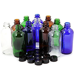 Vivaplex, 12, Assorted Colors, 4 oz Glass Bottles, with Lids