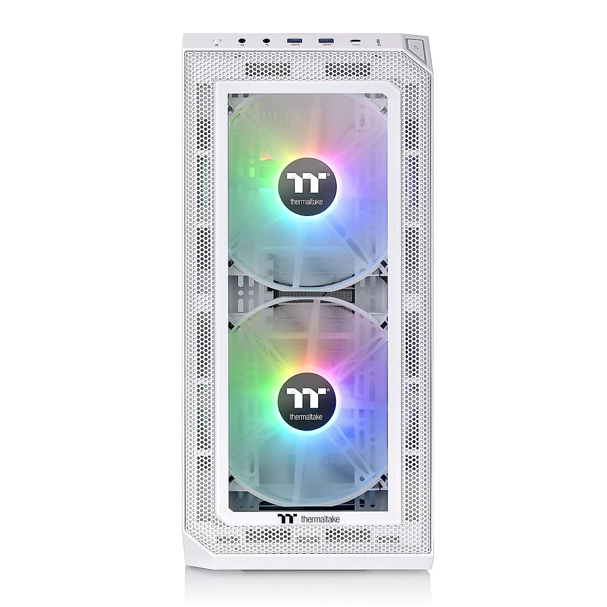 Thermaltake View 300 MX TG ARGB Motherboard Sync E-ATX Mid Tower Computer Case with 2x200mm Front & 1x120mm Rear ARGB Fan, Interchangeable Tempered Glass & Mesh Front Panel, CA-1P6-00M6WN-00, White