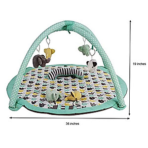 Bacati Elephants Unisex Activity Gym with Mat, Mint/Yellow/Grey