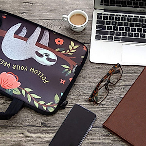 RICHEN 11 11.6 12 12.5 13 inches Laptop/Chromebook/Notebook PC Messenger Bag Tablet Travel Case Neoprene Handle Sleeve with Shoulder Strap (11-13.3 inch, Sloth)