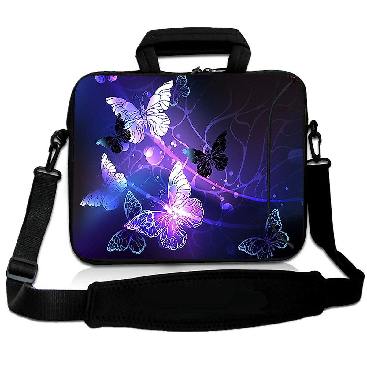 RICHEN 10 inch Messenger Bag Carrying Case with Handle Accessory Pocket Fits 7 to 10-Inch Laptops/Notebook/Kids Tablet (7-10.2 inch, Butterflies)