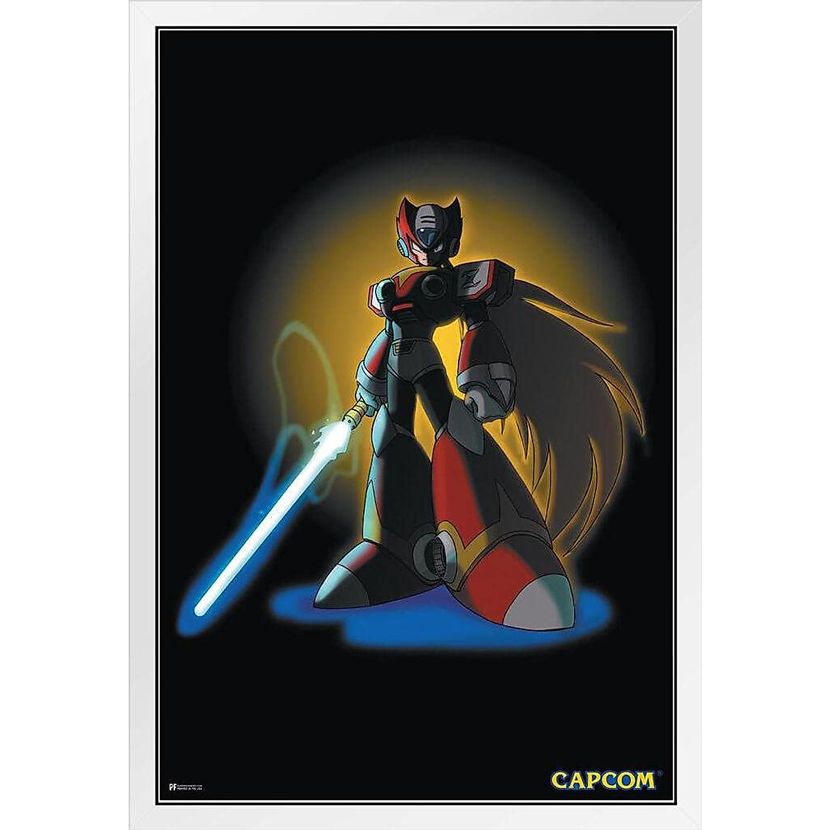 Mega Man Zero Blade Video Game Video Gamer Classic Retro Vintage 90s Gaming MegaMan Capcom Legacy Collection Megaman 11 Mega Man X Dr Wily White Wood Framed Wall Art 14x20
