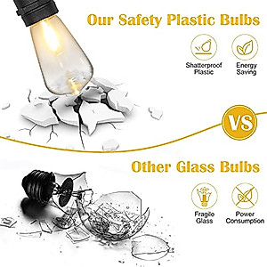 64FT(32FTx2PCS) LED Outdoor String Lights, Waterproof String Lights with 30 ST38 Shatterproof Edison Bulbs,Commercial Grade String Lights,Hanging Outdoor Lights for Patio Backyard Deck Gazebo