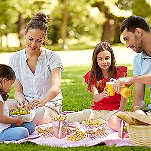 Sawysine 72 PCS Movie Party Supplies Include 36 Pcs Movie Night Popcorn Boxes and 36 Pcs Paper Food Trays Plastic Red White Striped Classic Popcorn Containers for Movie Night Theater Carnival Circus