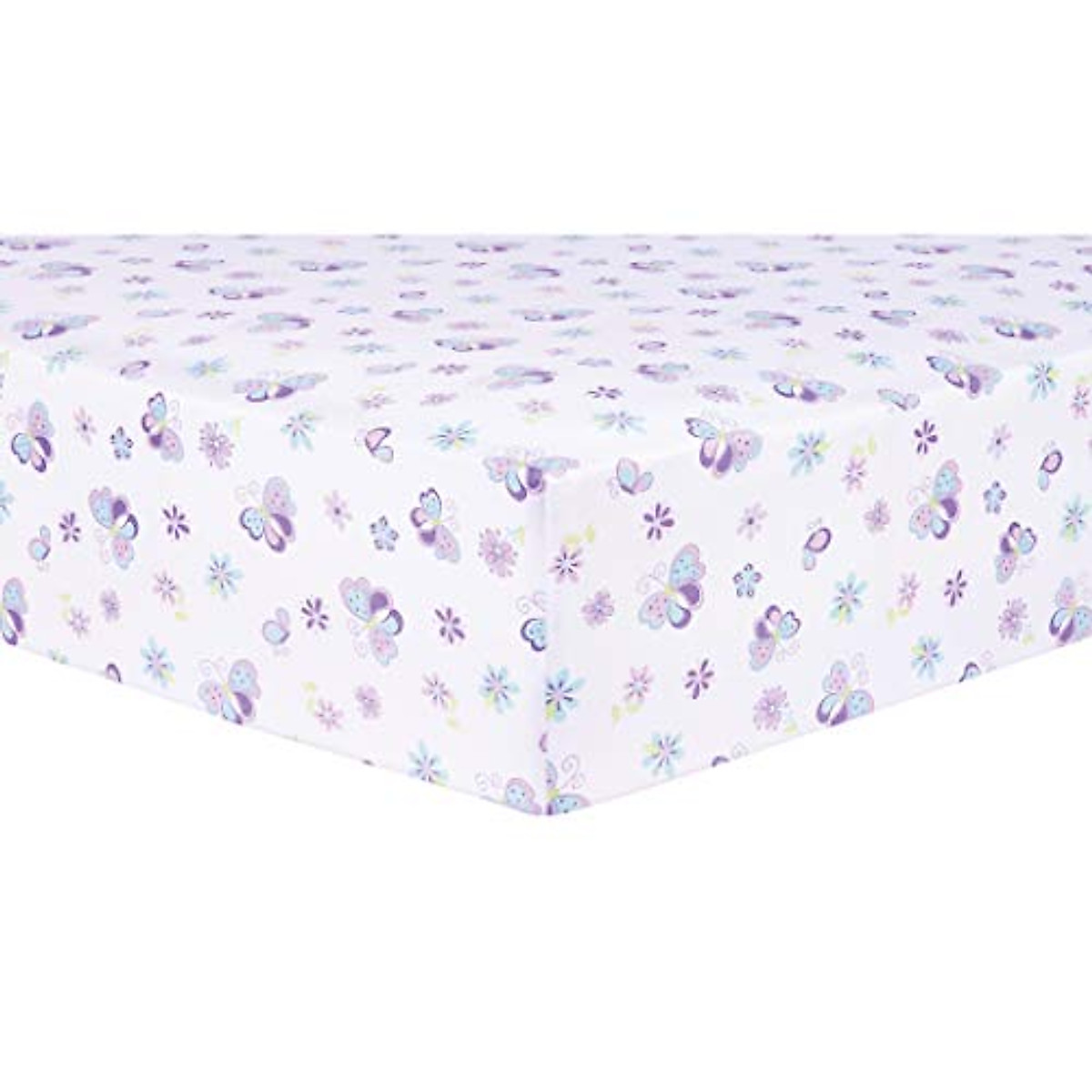 Sammy & Lou Butterfly Meadow 4-Piece Baby Nursery Crib Bedding Set for Girls, Includes Quilt, Fitted Crib Sheet, Crib Skirt, and Plush Toy