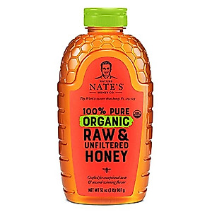 Nature Nate's 100% Pure Organic, Raw & Unfiltered. Squeeze Bottle; Allnatural Sweetener, USDA Certified Organic, No Additives, Honey, 32 Oz