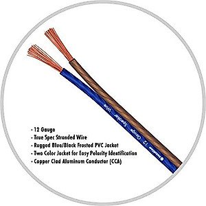InstallGear 12 Gauge Speaker Wire AWG (100ft - Blue/Black) | Speaker Cable for Car Speakers Stereos, Home Theater Speakers, Surround Sound, Radio, Automotive Wire, Outdoor | Speaker Wire 12 Gauge