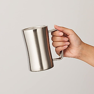 Doshisha Drinking Mug, 14.2 fl oz (420 ml), Dishwasher Safe, Heat Retention, Cold Retention, Vacuum Insulated, Beer Mug, Silver