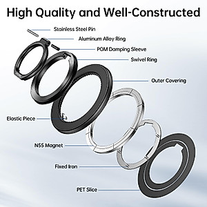 SYNCWIRE Upgraded Magnetic Phone Ring Holder for MagSafe, Magnetic Cell Phone Grip Stand Finger Ring Kickstand Two-Sided Magnetic Compatible with iPhone 16 Pro Max 15 14 13 12 MagSafe Accessories