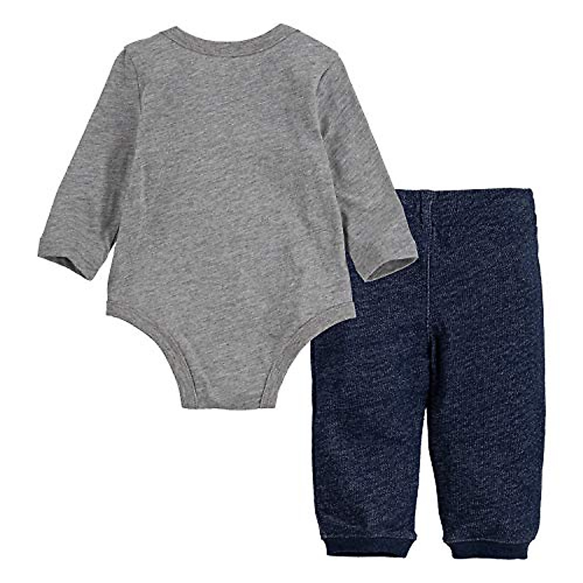 Levi's Baby Long Sleeve Bodysuit and Joggers 2-Piece Outfit Set, Grey Heather/Navy, 3M