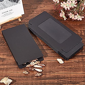 BENECREAT 20 Pack Kraft Paper Boxes with Clear Window 7.5x4x1 Black Gift Packaging Boxes for Bakery Cookies Cake Candy Wedding Party Favors