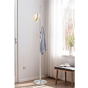 Kira Home Addison 68" Free Standing Metal Coat Rack/Stand, Satin Steel Finish